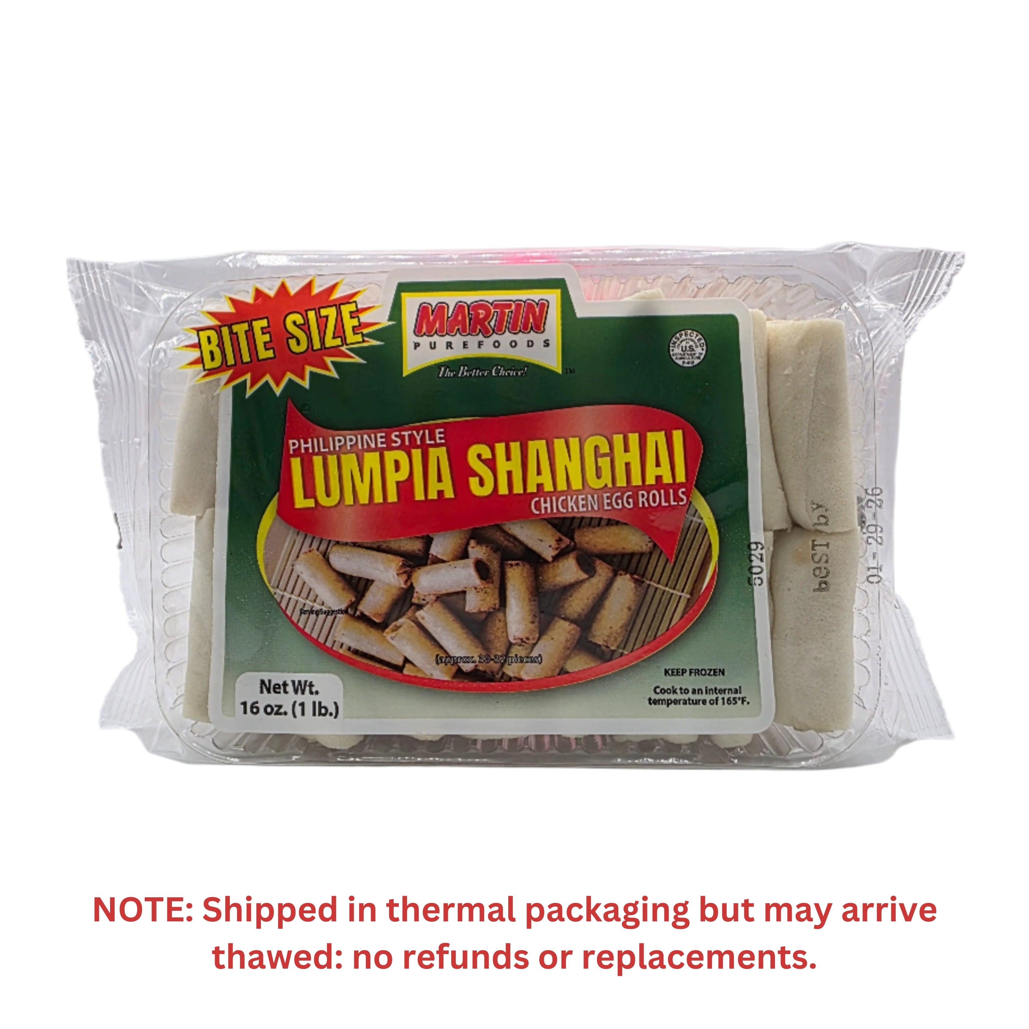 Martin Purefoods Lumpia Shanghai Chicken Egg Rolls Bite Size - 1lb ...